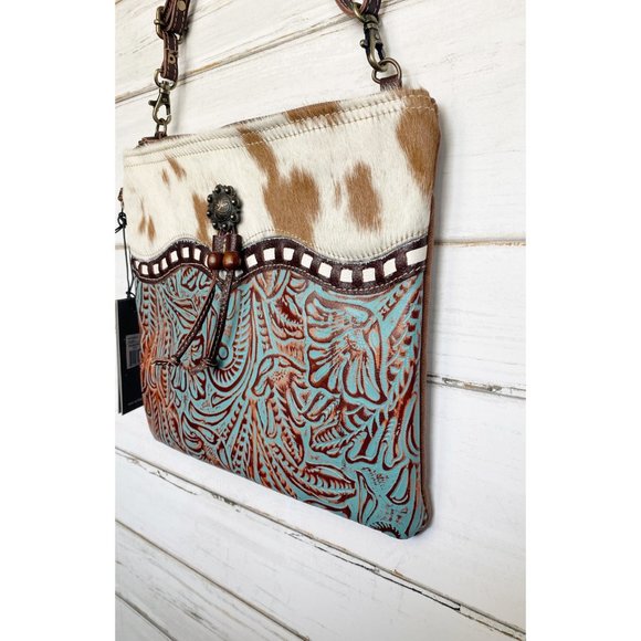 Myra Bag | Bags | Genuine Embossed Leather Turquoise Cowhide Bag | Poshmark